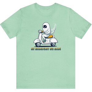 We Ride at Midnight Cute Halloween Vespa Riding Ghost T-shirt, Unisex ...