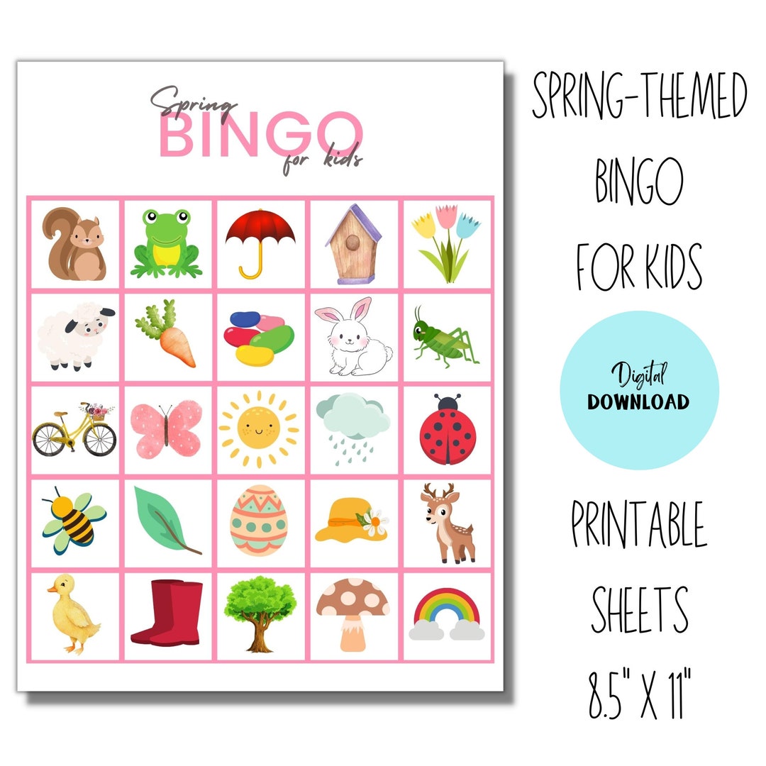 Printable Spring Bingo Game for Kids | Kid's Game Sheet and Teacher ...