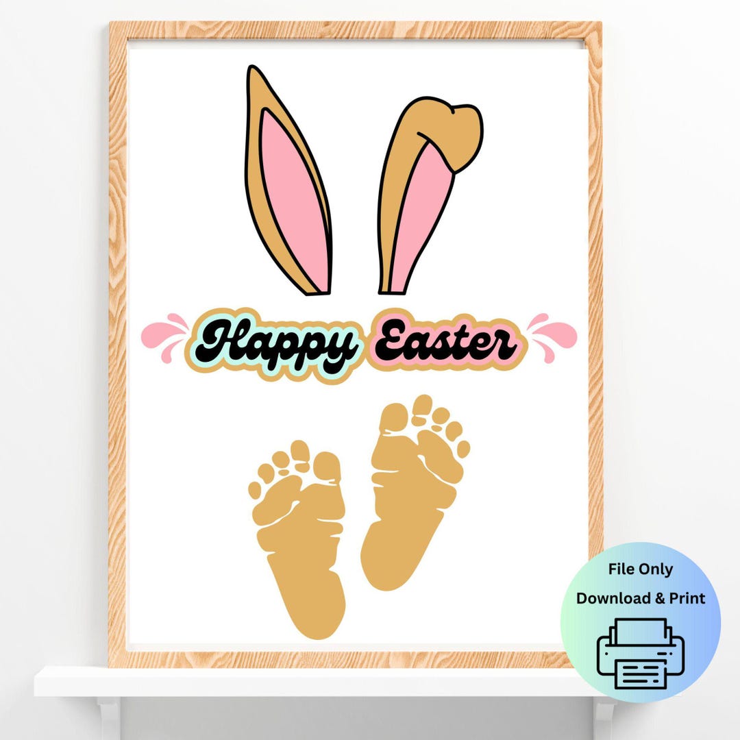 Easter Bunny Footprint Craft, Kids Easter Printable, DIY Easter Gift ...