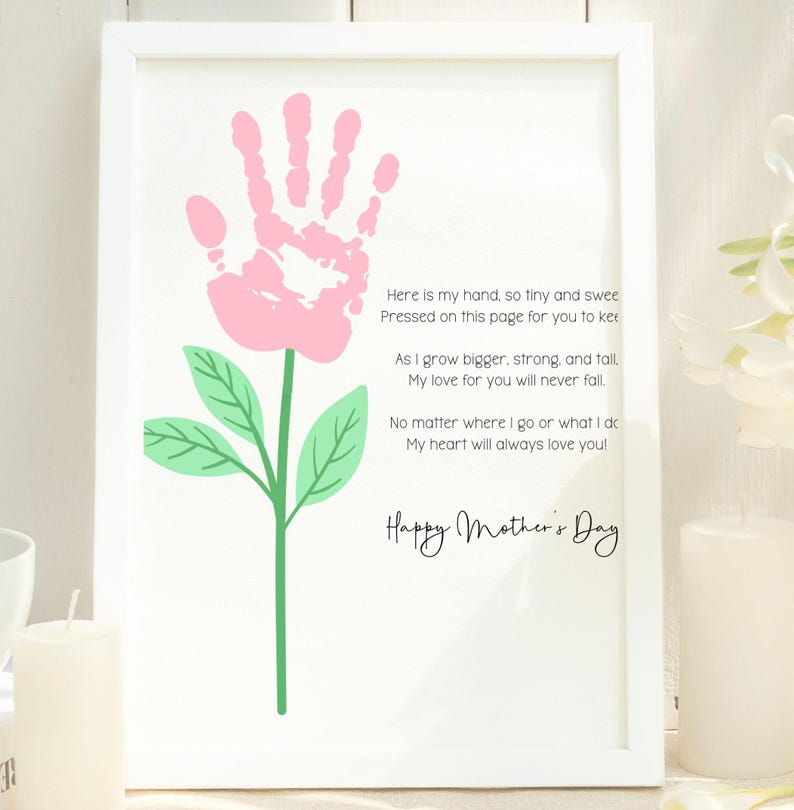 Mother’s Day Handprint Poem, Printable Kids Craft, DIY Handprint Gift ...
