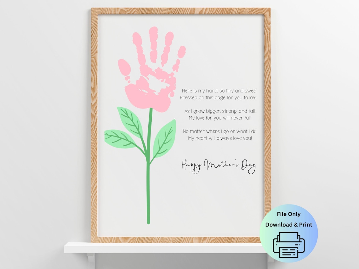 Mother’s Day Handprint Poem, Printable Kids Craft, DIY Handprint Gift ...