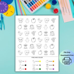 Find and Color Activity Printable, Preschool Kindergarten First Grade ...