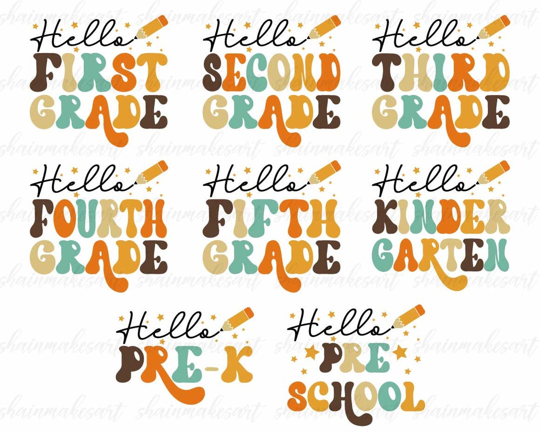 Hello Back to School SVG PNG Bundle Retro Back to School Svg - Etsy
