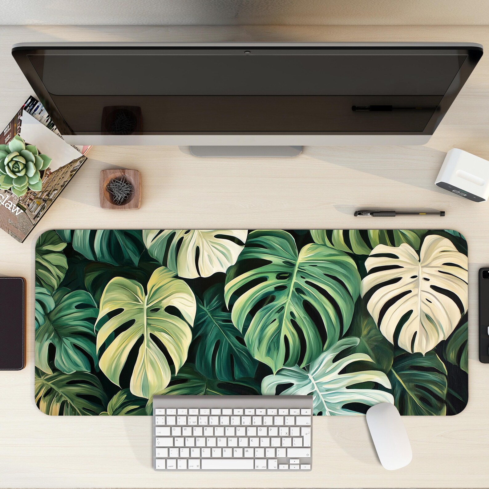 Green Rare Monstera Variegata Plant Desk Mat Aroid Variegated Var Mouse ...