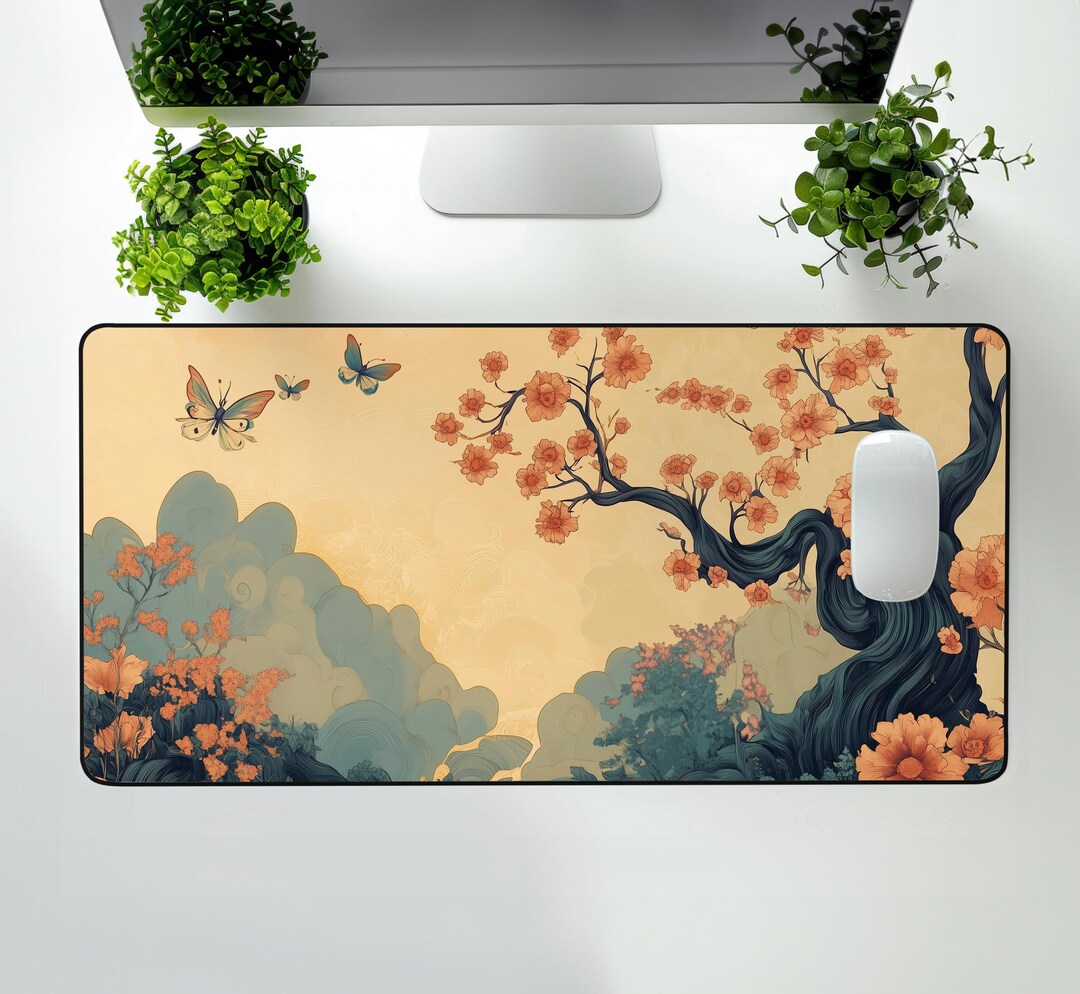 Japanese Cherry Tree Desk Mat Spring Japan Cherry Blossom Vintage Asian ...