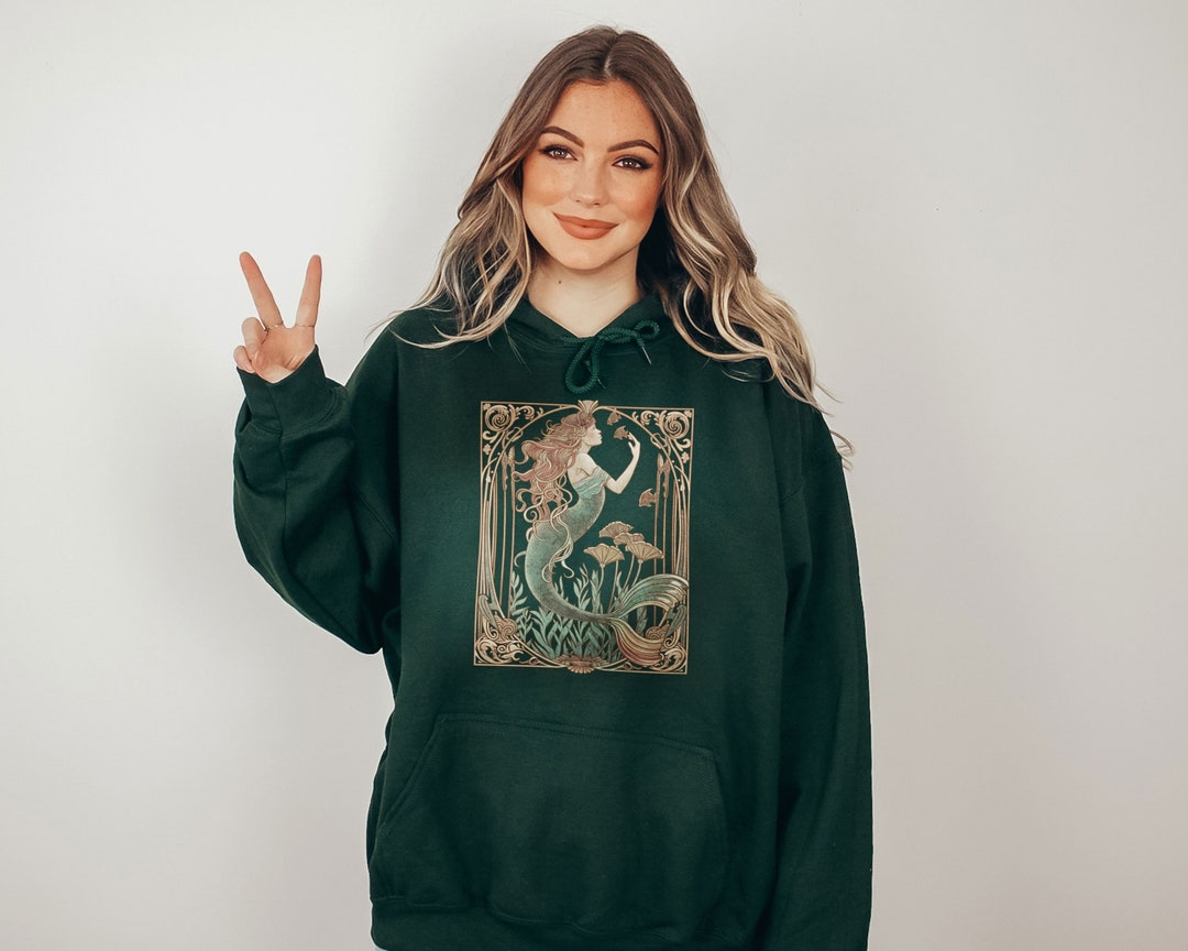 Victorian Mermaidcore Vintage Mermaid Hoodie Mystical Sea Creature ...