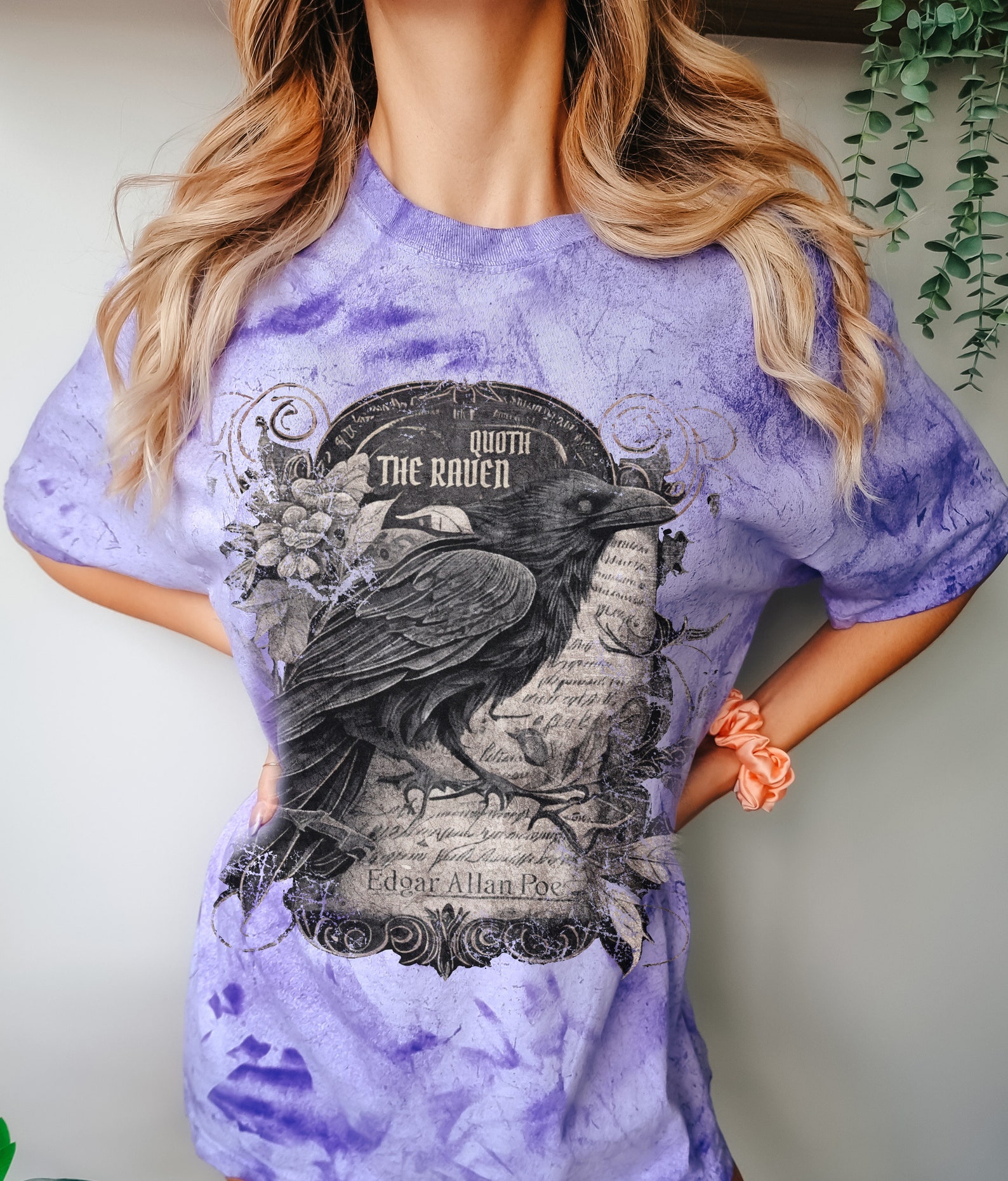 Vintage Gothic Edgar Allan Poe Dark Academia Witchy Colorful Tie Dye ...