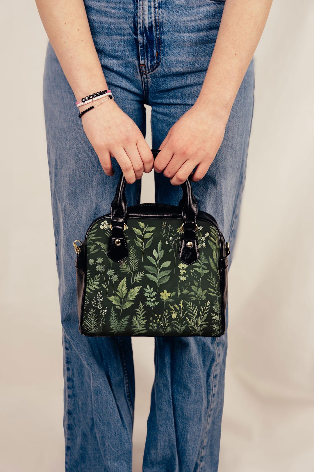 Sage Green Botanical Herbs Shoulder Handbag Herbal Cottagecore ...