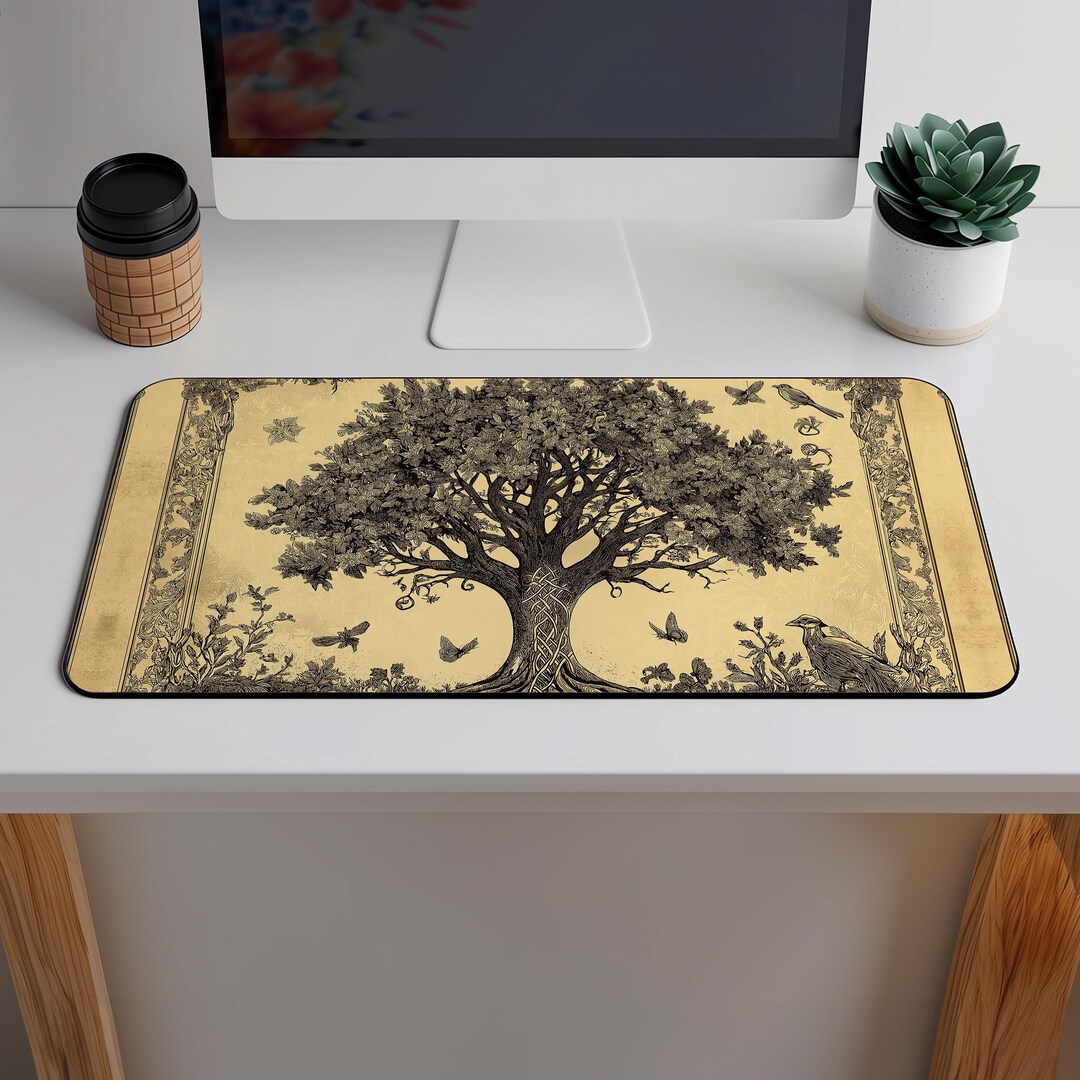 Vintage Gothic Tree of Life Desk Mat Witchy Celtic Pagan Mousepad ...