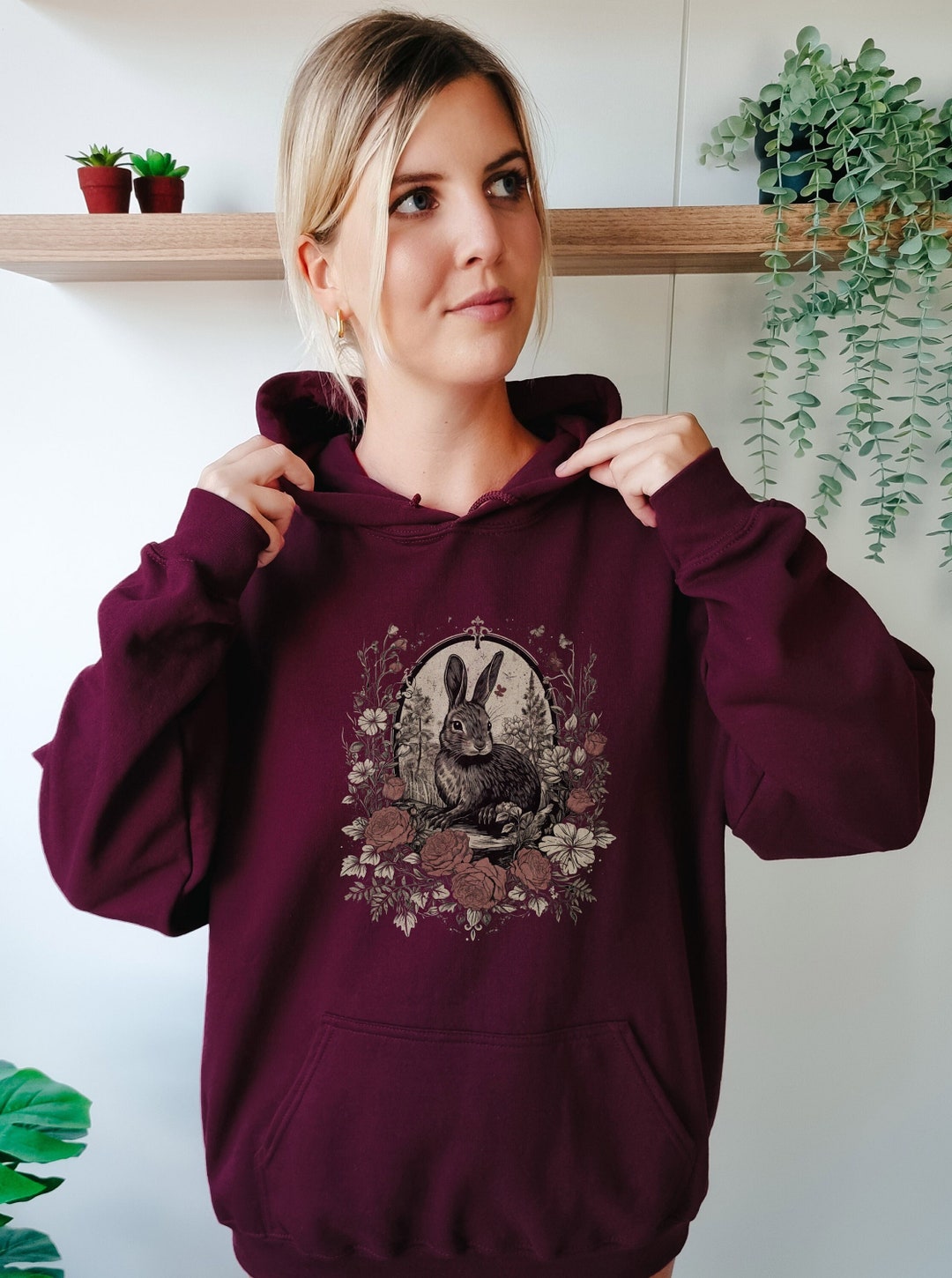 Whimsical Vintage Victorian Woodland Rabbit Hoodie Old Nature Tree ...
