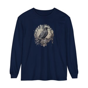 Dark Academia Raven Long Sleeve Tshirt Gothic Trendy Crow Long Sleeve ...