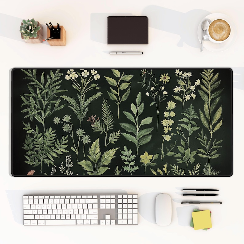 Sage Green Botanical Herbs Display Desk Mat Herbal Cottagecore Mousepad ...