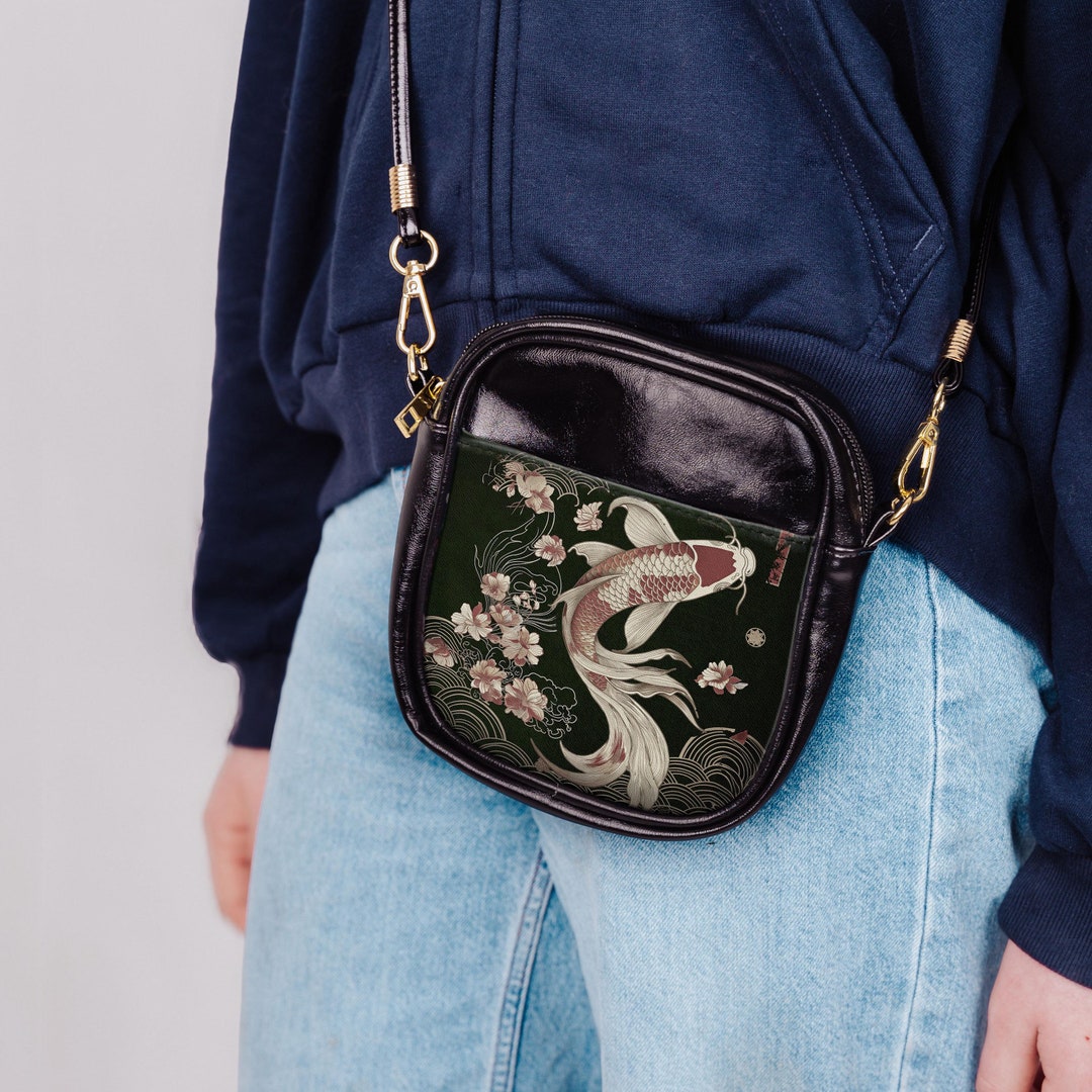 Japanese Koi Fish Saddle Bag Vintage Asian Art Nouveau Shoulder Bag ...