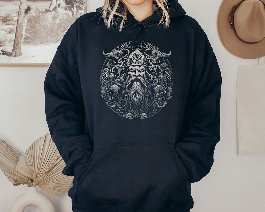 Norse God Odin Viking Hoodie Mythical Celtic Nordic Mythology Mystical ...