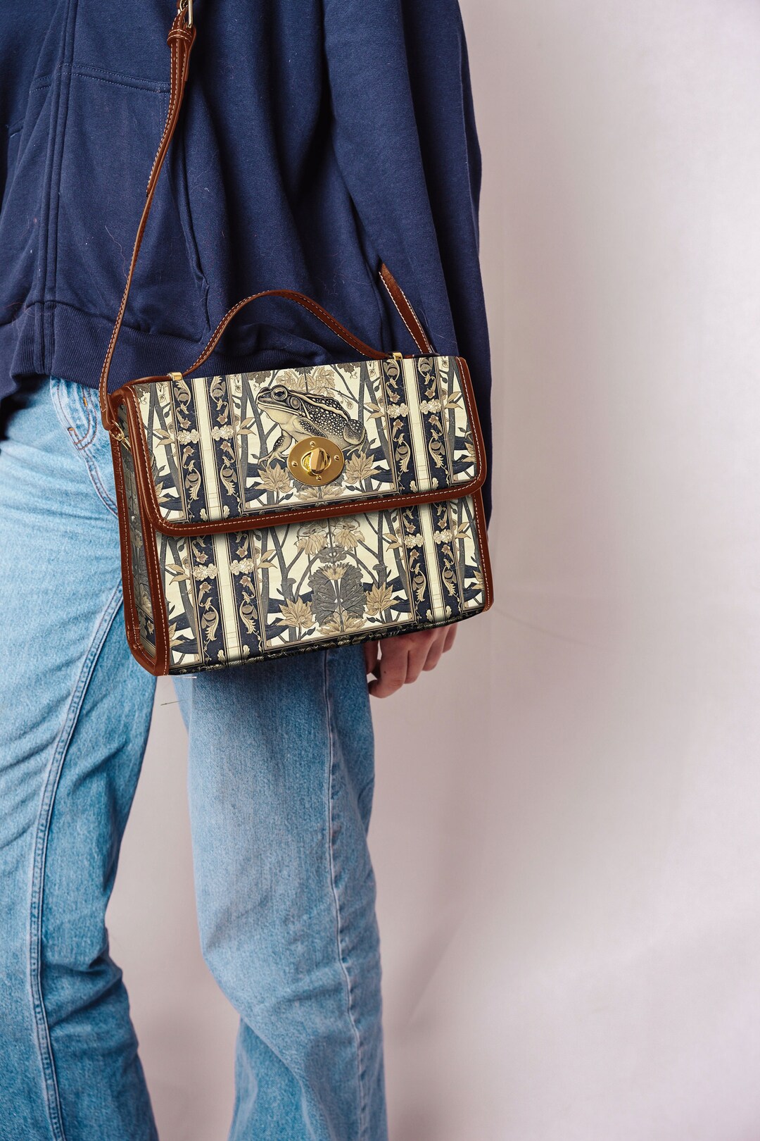 Victorian Golden Toad Canvas Handbag Witch Art Nouveau Cottagecore ...