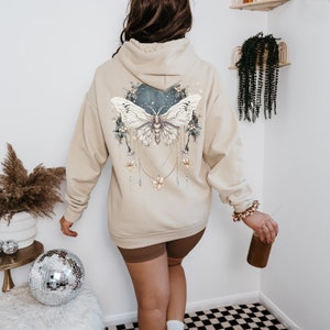 Vintage Boho Dreamy Luna Moth Hoodie Celestial Charms Lunar White Moth ...
