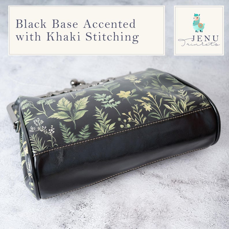 Vintage Botanical Green Sage & Herbs Handbag Nature Forest Plant Leave ...