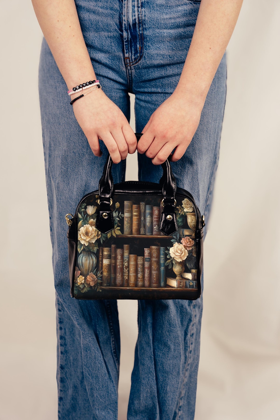 Vintage Bookish Library Shoulder Handbag Reading Bookworm Crossbody Bag ...