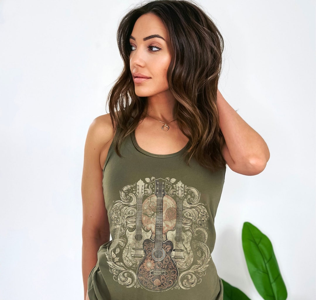 Retro Rock Band Tank Top Vintage Guitars Yoga Sport Tops - Etsy
