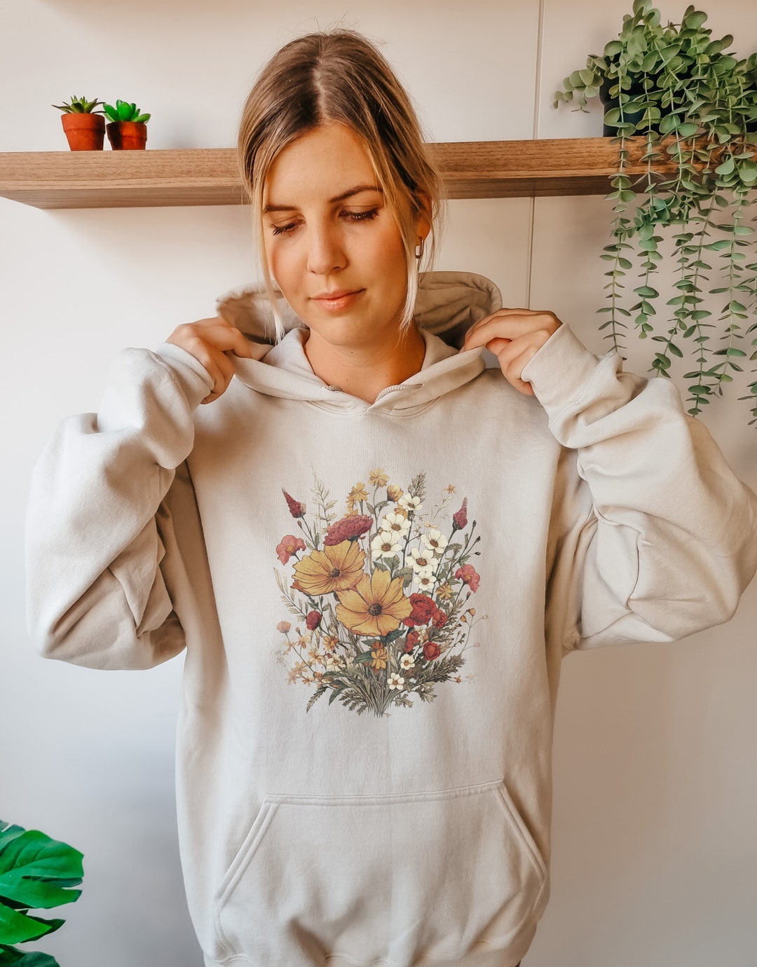 Retro Fall Flower Bouquet Hoodie Vintage Floral Autumn Shirt - Etsy