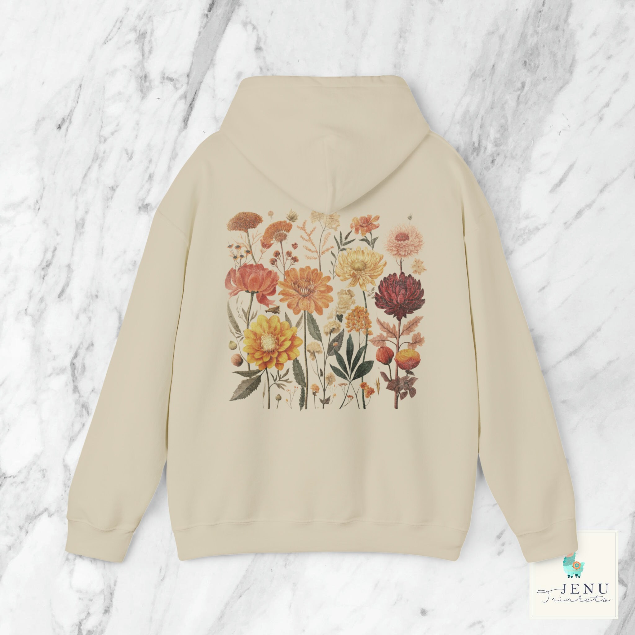 Retro Boho Fall Pressed Flowers Hoodie Vintage Floral Autumn - Etsy