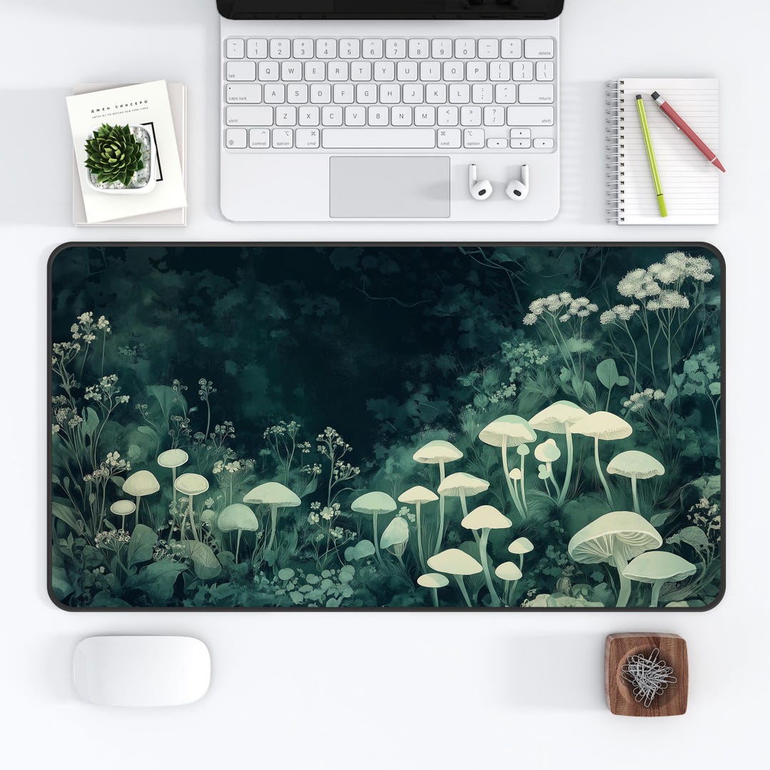 Mushroom Ghost Forest Desk Mat Nature Woods Fly Agaric Mouse Pad ...