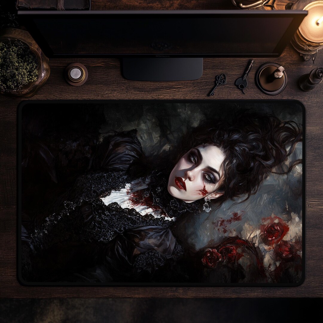 Victorian Gothic Vampire Lady Desk Mat Goth Vamp Baroque Death Blood ...
