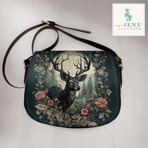 Black Vintage Victorian Woodland Deer Shoulder Bag Whimsical Forest ...