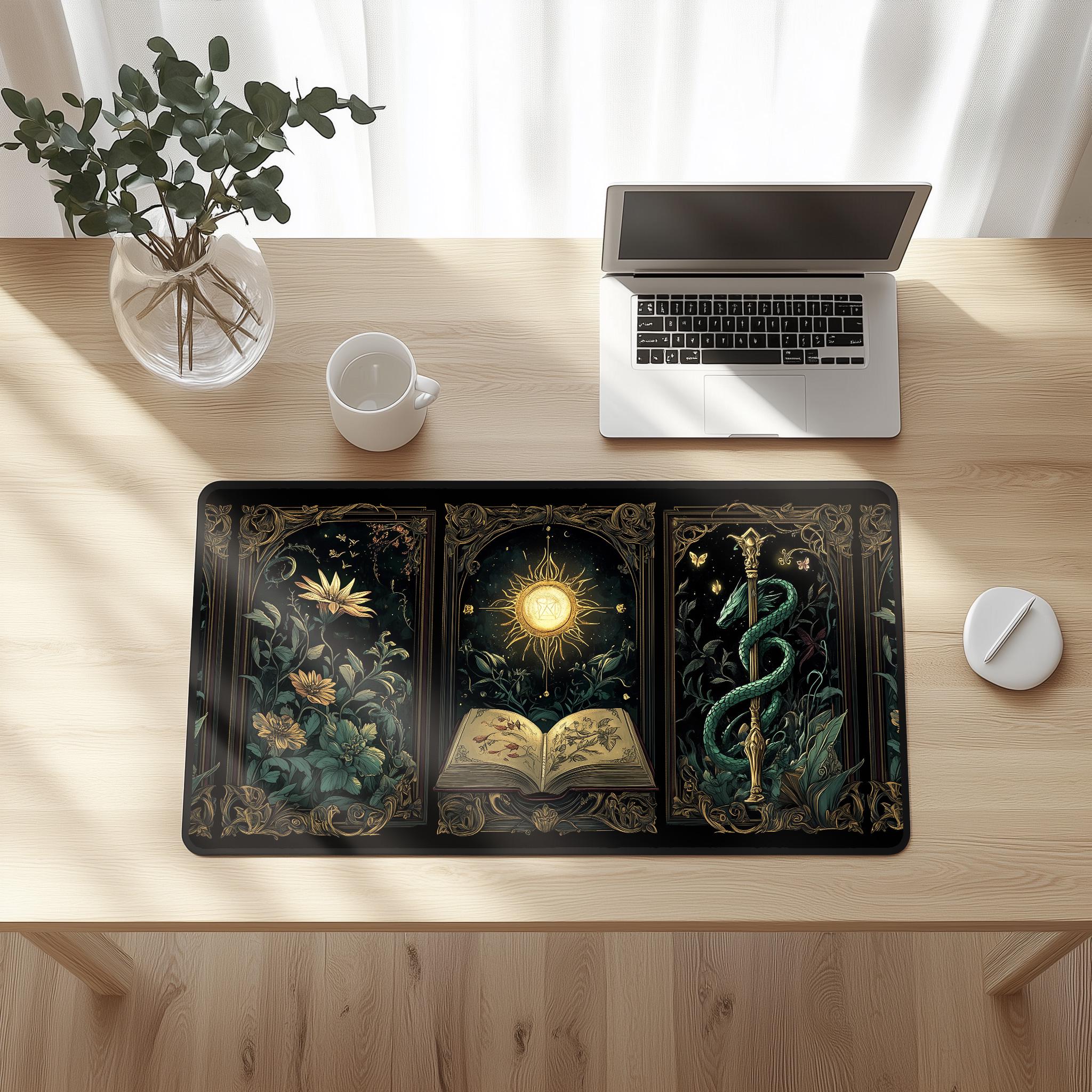 Vintage Witchy Mystical Sun Grimoire Desk Mat Magic Book Healing Gothic ...