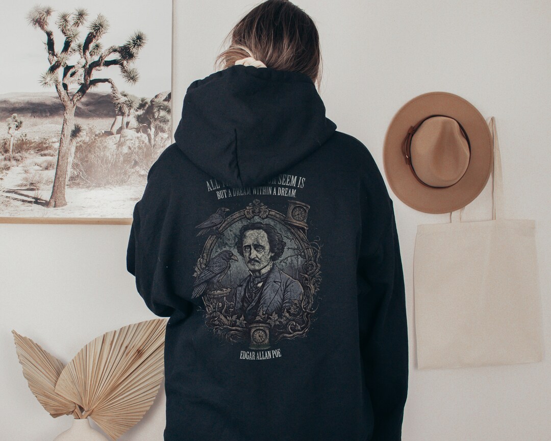 Edgar Allan Poe Hoodie Poe Hoodie Streetwear Hoodie Vintage Crow Hoodie ...