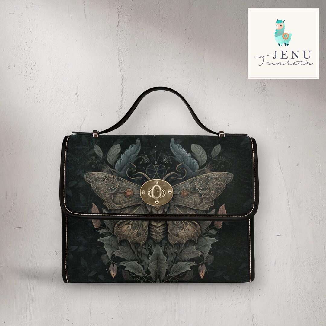 Vintage Gothic Moth Dark Academia Messenger Bag Alt Outfit Goth College ...