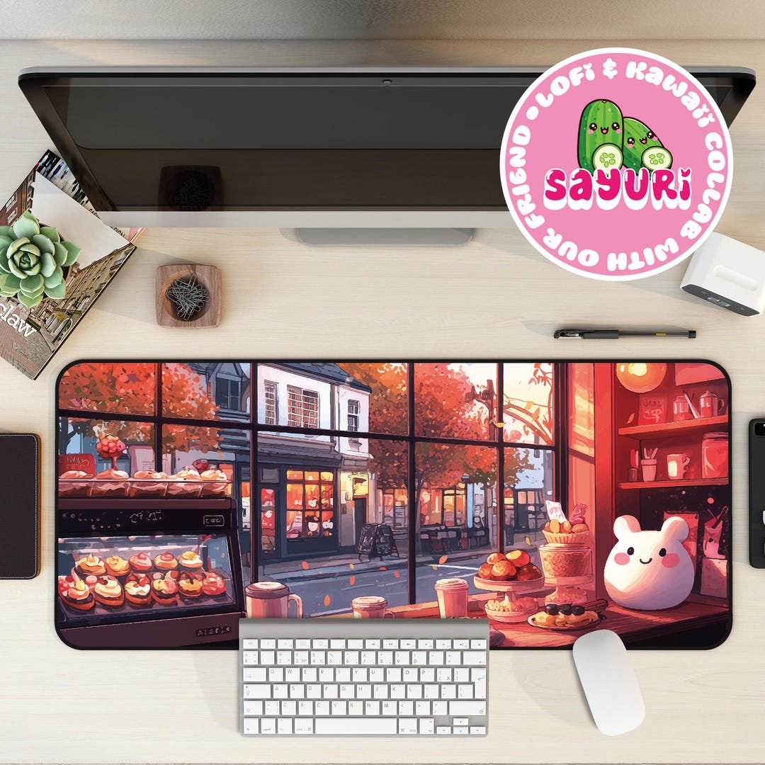 Cozy Cute Kawaii Bakery Chibi Desk Mat Cake Muffin Pastries Shop ...