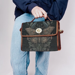 Vintage Gothic Moth Dark Academia Messenger Bag Alt Outfit Goth College ...
