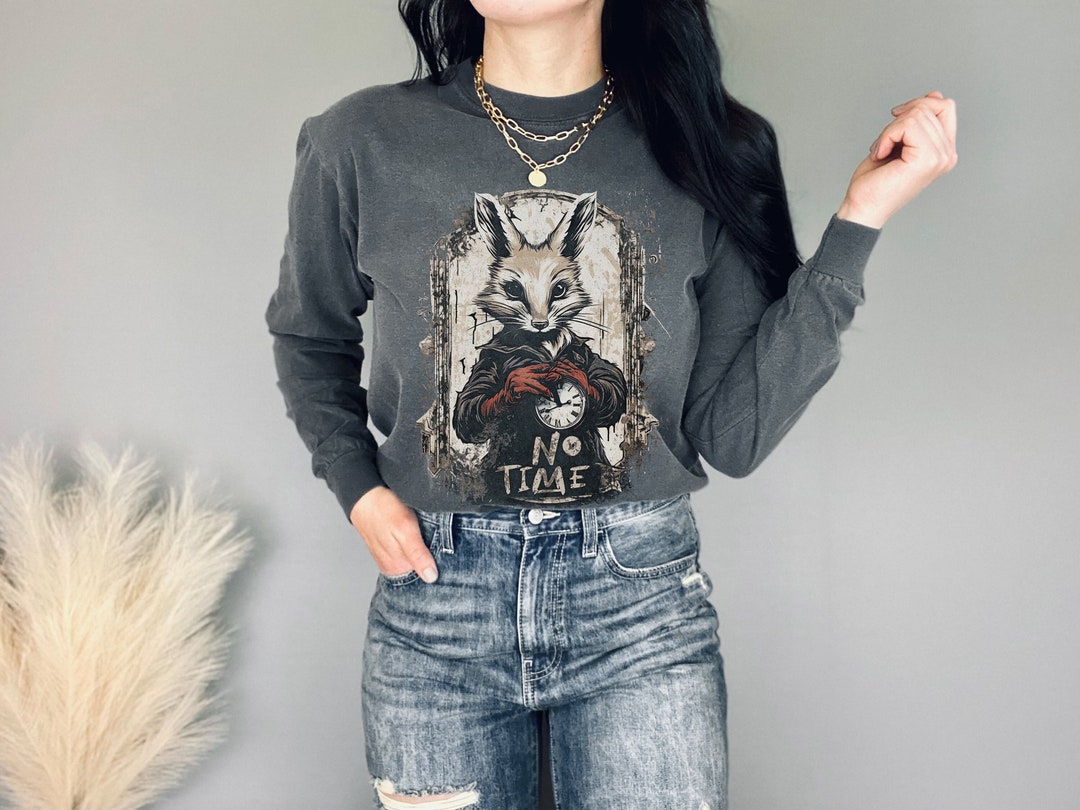 Alice in Wonderland Inspired No Time Long Sleeve Tshirt Rabbit Clock ...