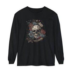 Skeleton Shirts Rock N Roll Skull Roses Long Sleeve Tshirt Vintage ...