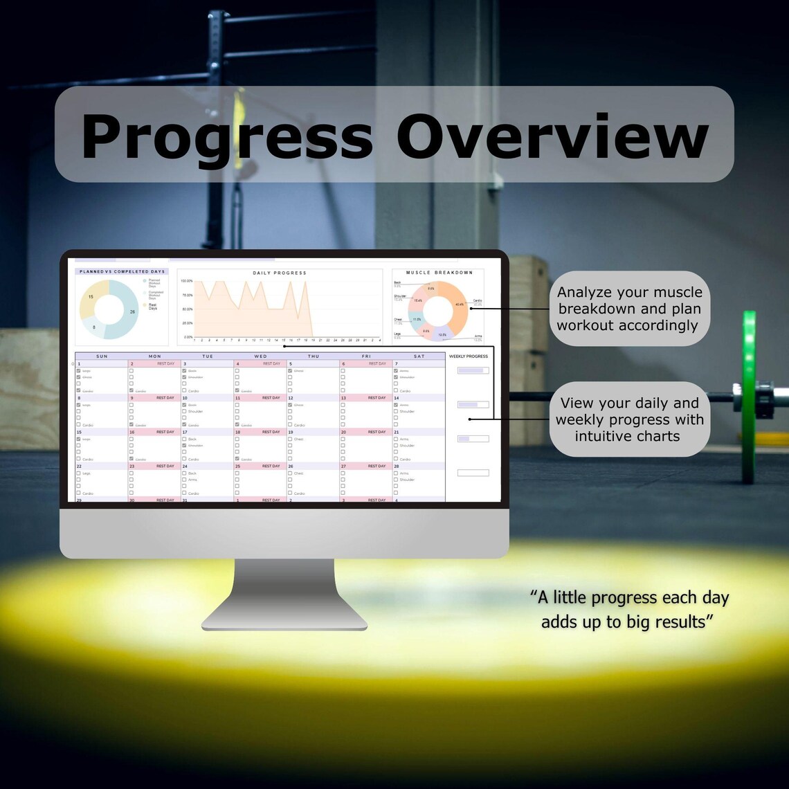 Workout Exercise Gym Planner Google Sheet for Fitness Progress Tracker ...