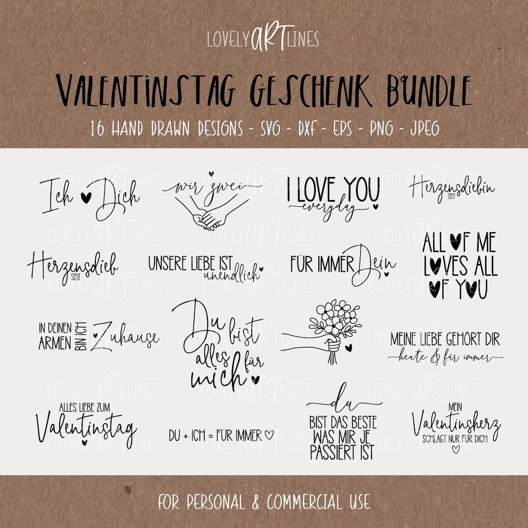 Valentine's Day Gift SVG Bundle, Plotter Files Love, Gift Vector Icons ...