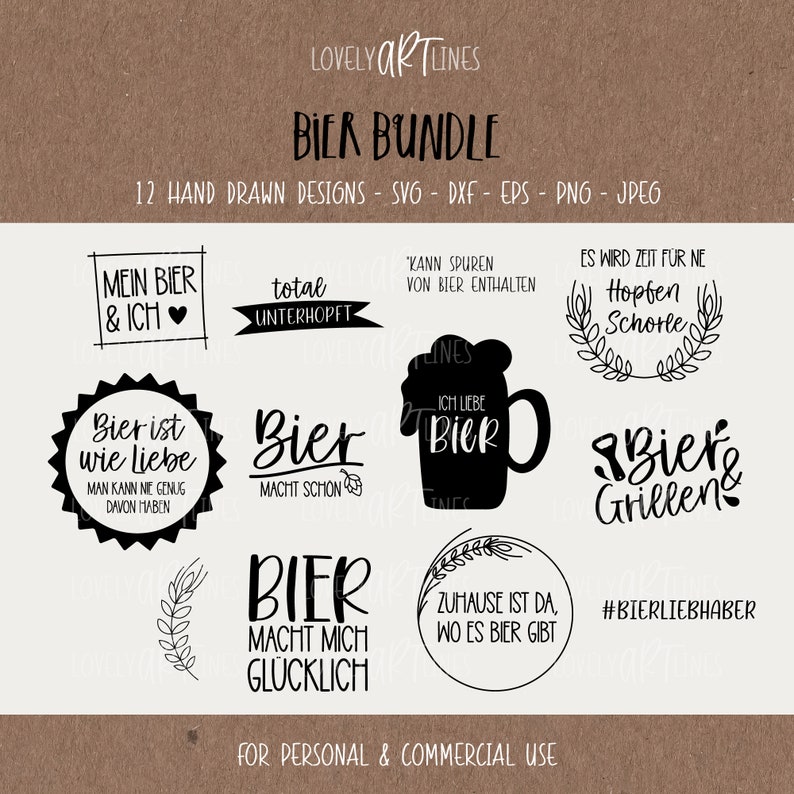 Bier SVG Bundle, Plotterdatei Bier für Cricut, Biersprüche Vector Icons, Bier PNG Clipart, dxf ...