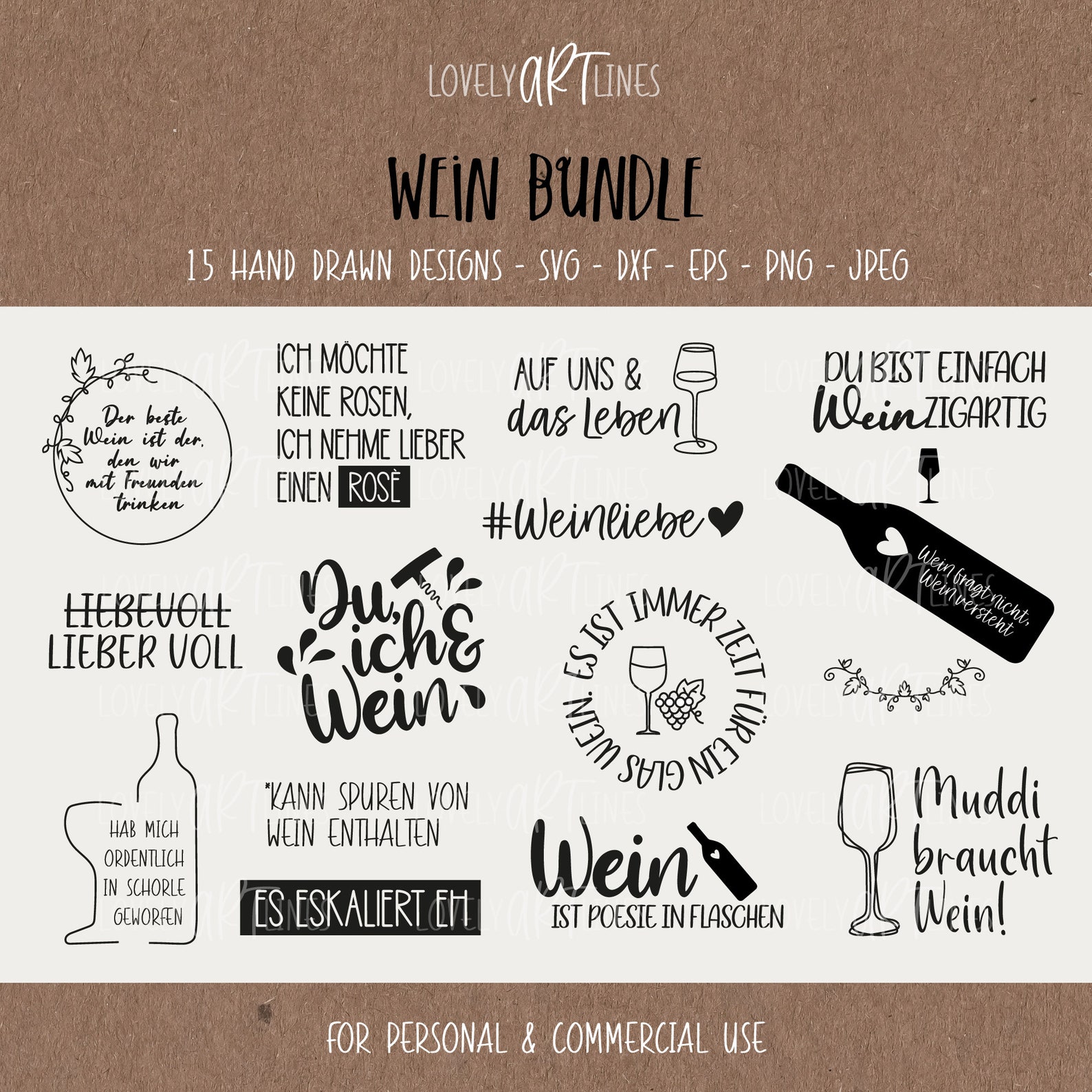 Wein SVG Bundle, Plotterdatei Wein für Cricut, Weinglas Vector Icons, Vino PNG Clipart, dxf, eps ...