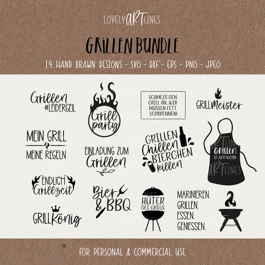 Grillen SVG Bundle, Plotterdatei Grill für Cricut, BBQ Vector Icons, Grillparty PNG Clipart, dxf ...