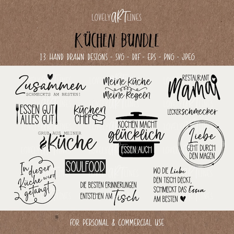 Küchen SVG Bundle, Plotterdatei Küche für Cricut, Kochen Vector Icons, Backen PNG Clipart, dxf ...