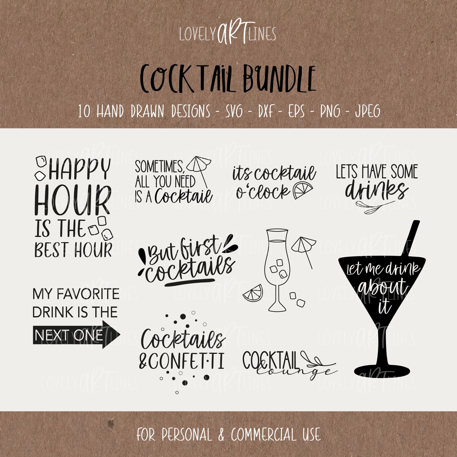 Cocktail SVG Bundle, Plotter Files Longdrinks for Cricut, Drinks Vector ...