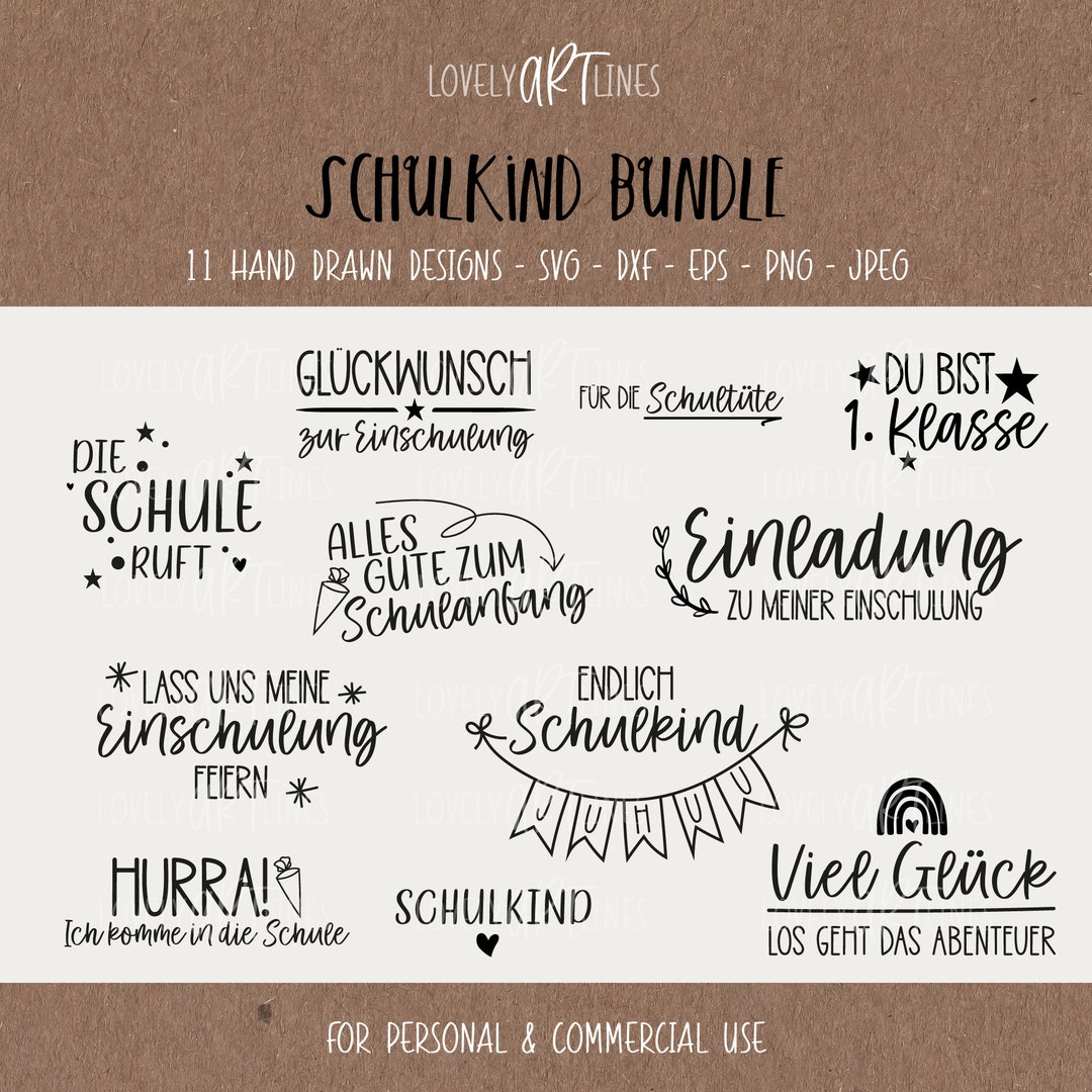 Schulkind SVG Bundle, Plotterdatei Schule für Cricut, Einschulung ...
