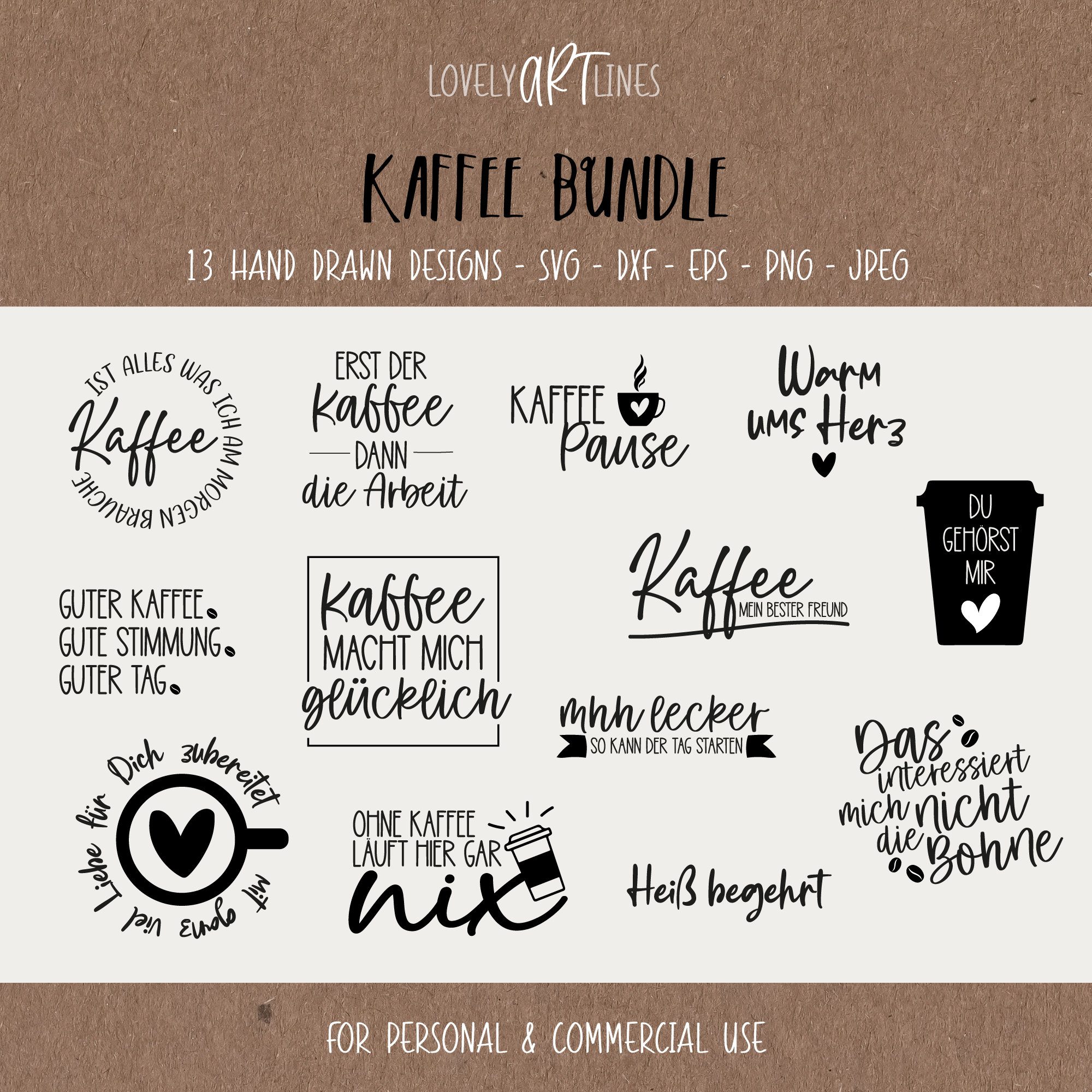 Kaffee SVG Bundle, Plotterdatei Kaffee für Cricut, Kaffeetasse Vector Icons, Café PNG Clipart ...