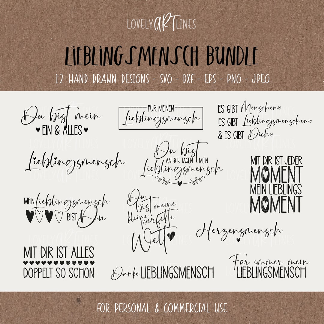 Lieblingsmensch SVG Bundle, Plotterdatei Liebling Cricut, Liebe Vector ...