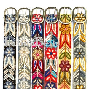Hand Embroidered Belt Floral Wool Embroidered Belts Floral Ethnic Belt ...