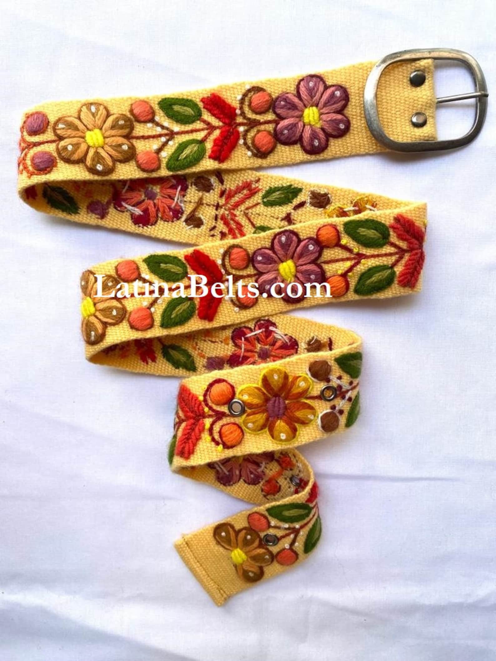 Hand Embroidered Belts Floral Colorful Peruvian Embroidered Belts ...