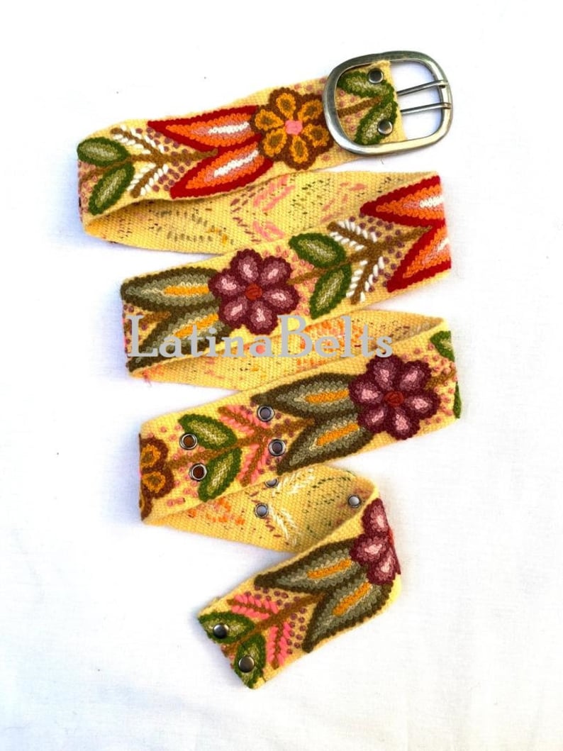 Hand Embroidered Belt Floral Wool Embroidered Belts Floral Ethnic Belt ...