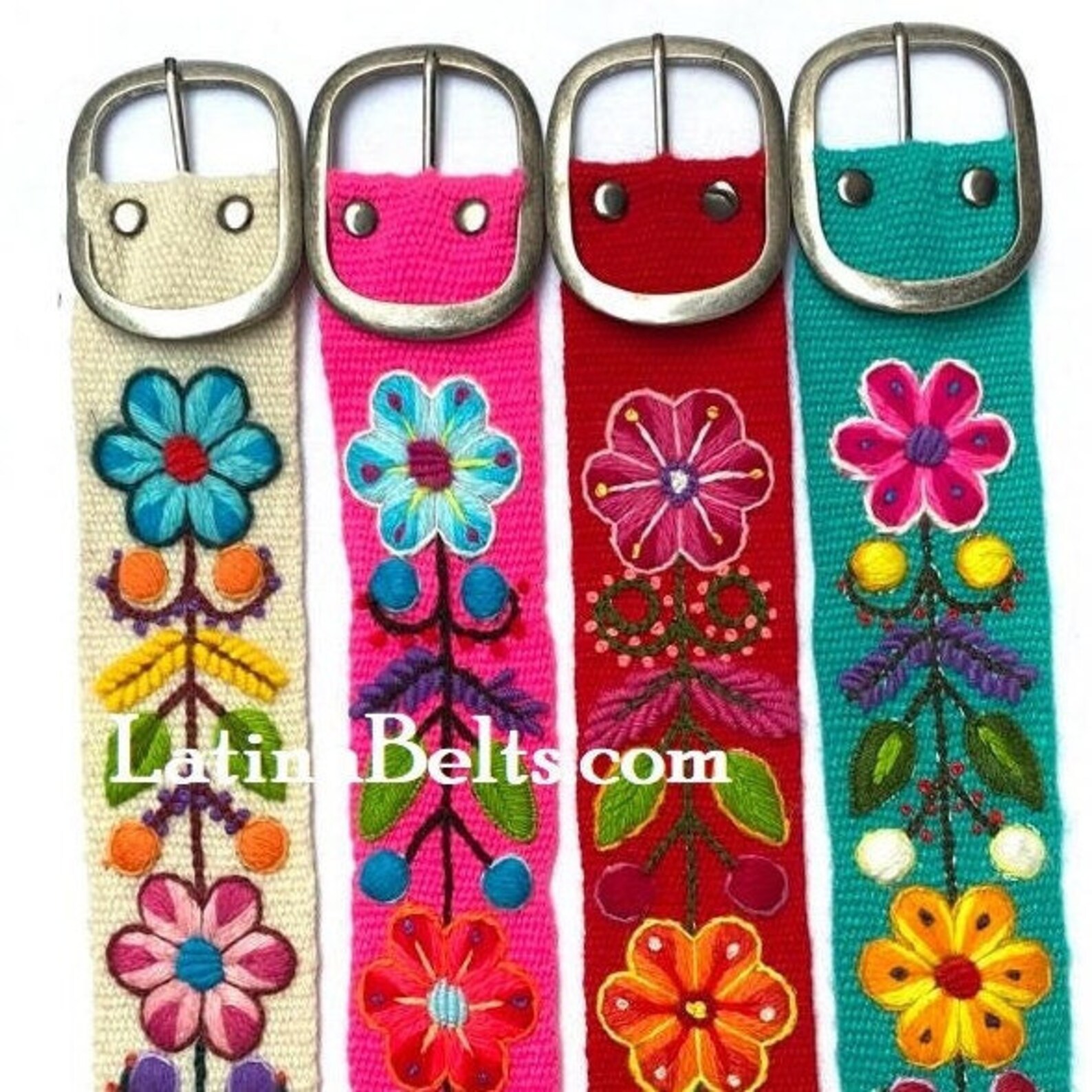 Hand Embroidered Belts Red Floral Colorful Peruvian Embroidered Belts ...