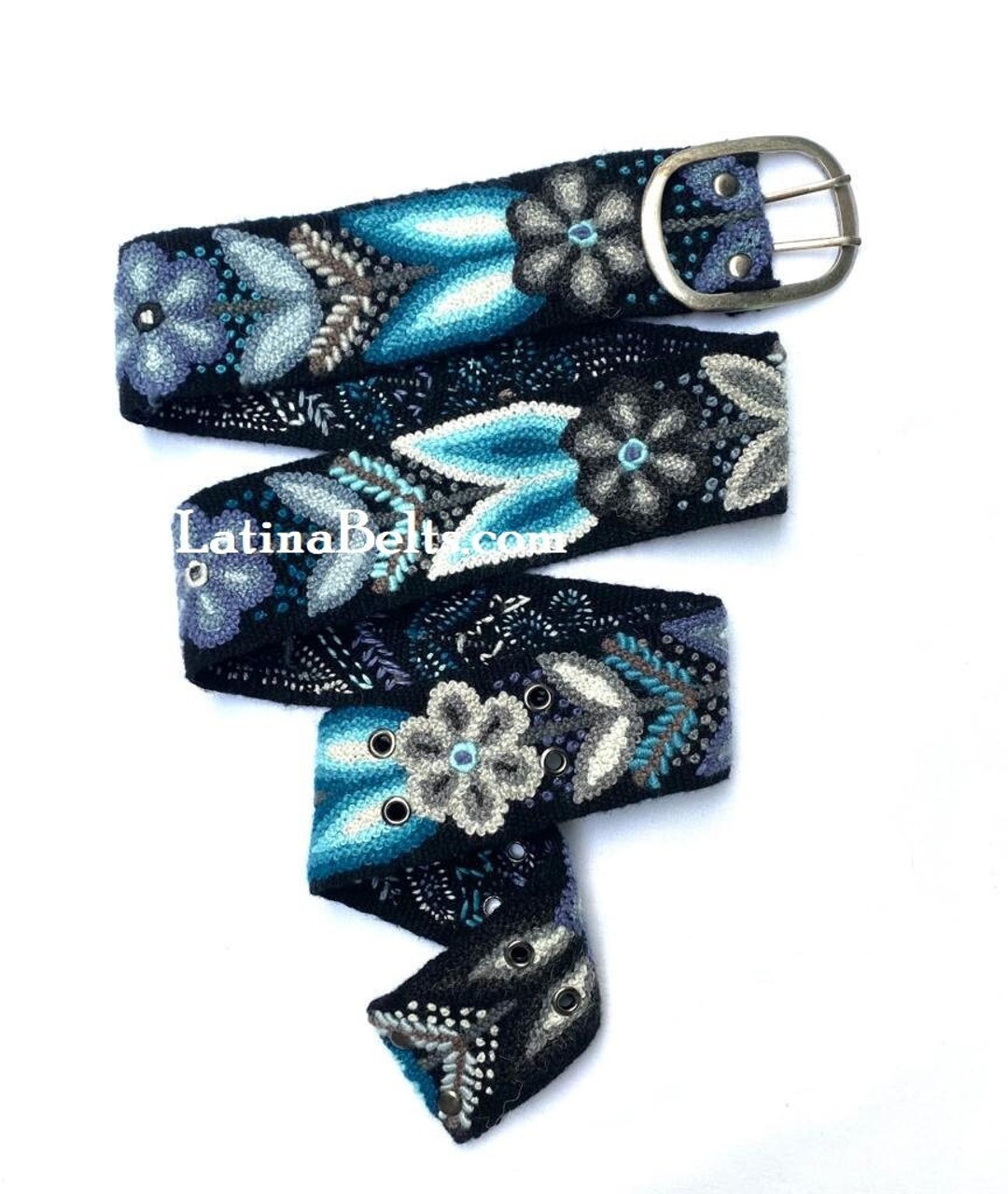 Hand Embroidered Belt Floral Black Wool Embroidered Belts Floral Ethnic ...